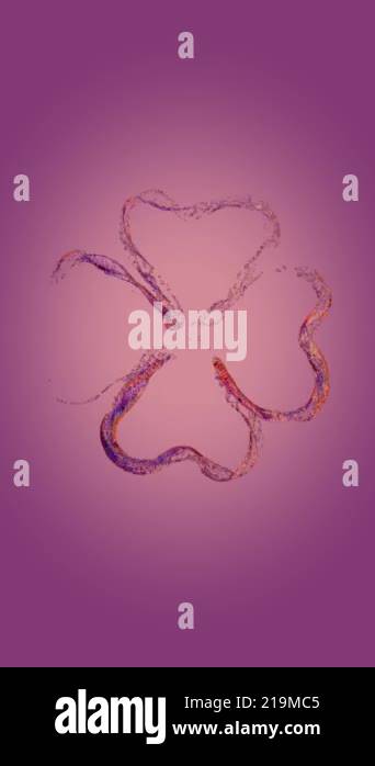 Liquid Flower Forming on a Pink Background with Flowing Particles Stock ...