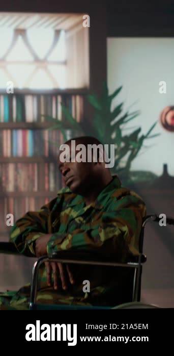 Vertical Video Military war veteran is in a vulnerable state opening up ...