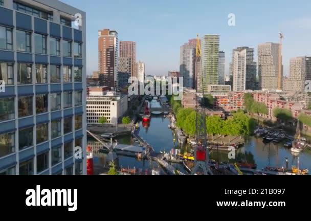 Vibrant city of Rotterdam from above, showcasing its modern ...