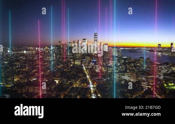 Augmented reality enhances New York City skyline at sunset ...