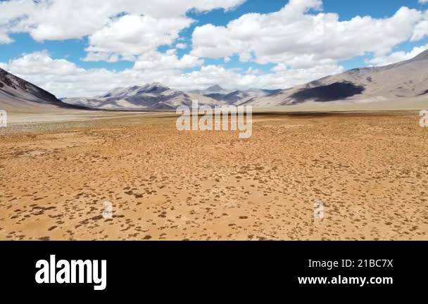 An aerial view of beautiful himalayan mountains at moray plains ...