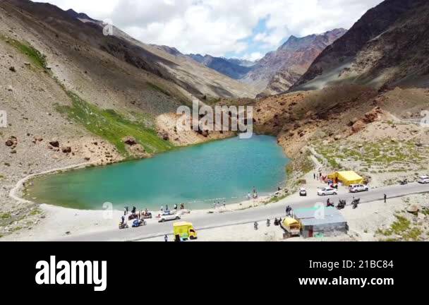 Deepak Tal, Himachal Pradesh, India, 10 July 2022. An aerial view of ...