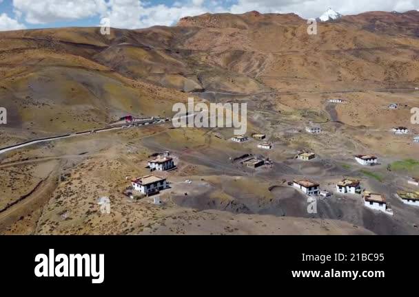 An aerial view of hikkim village has the highest post office in the ...