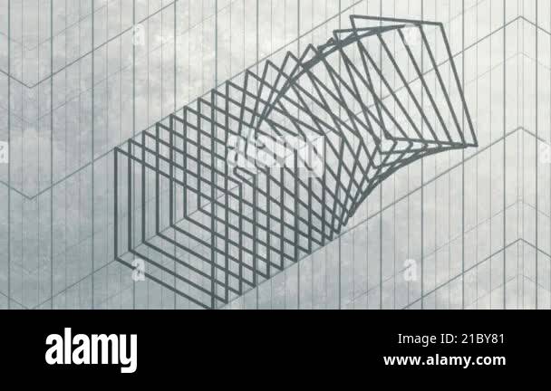 Digital loop animation with transforming contours of rectangles forming a dynamic pattern. Light ...