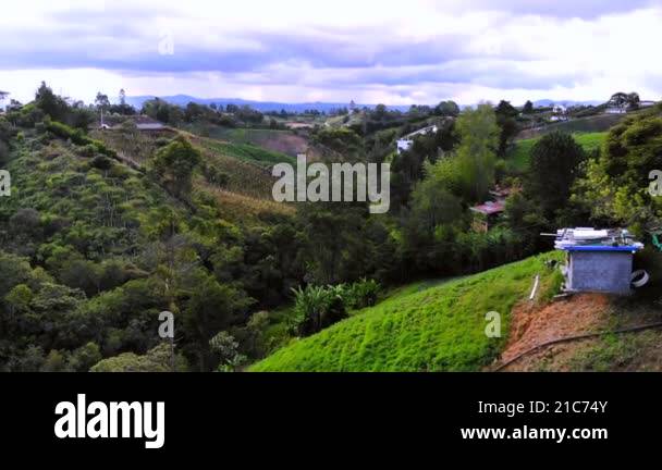 drone video made in the agricultural mountains of marinilla, in town ...