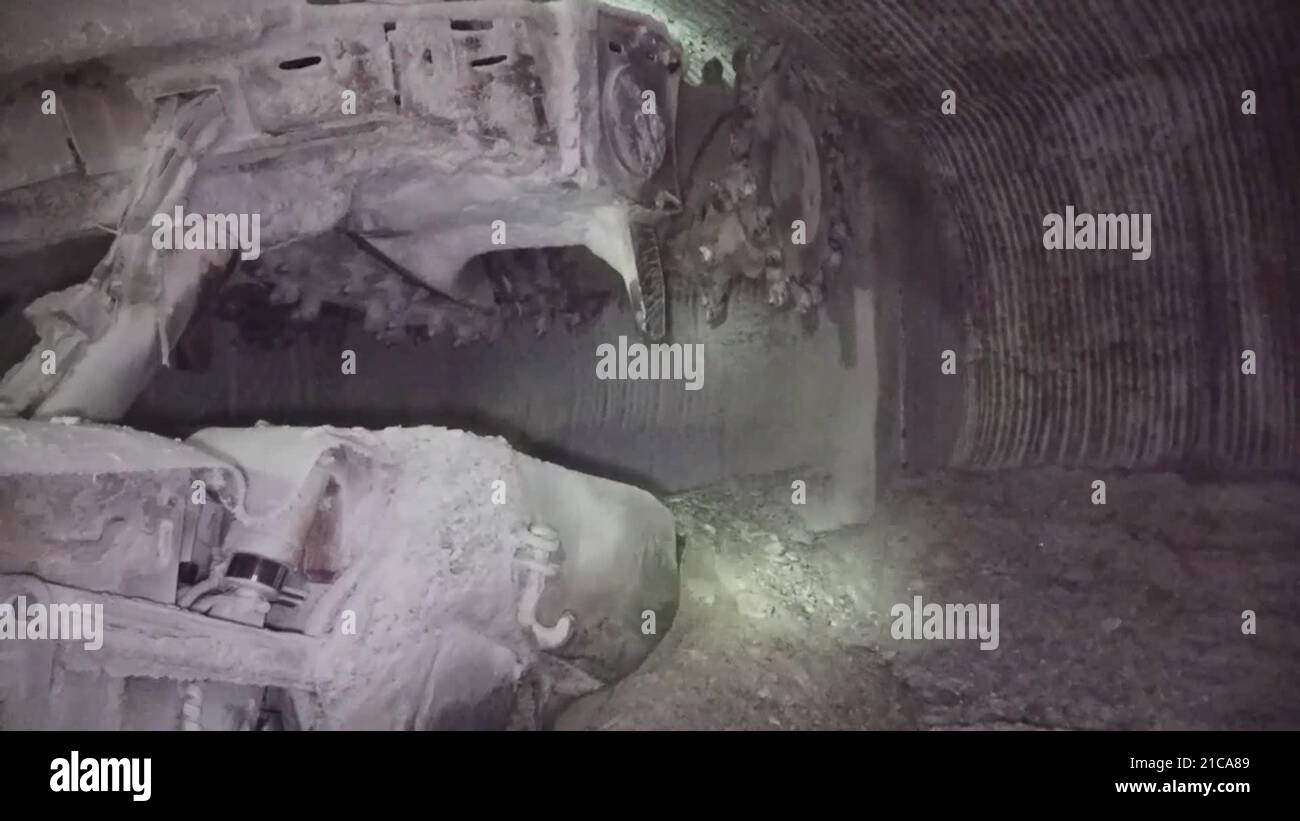 Footage of salt mining for road gritting at Boulby Mine in North ...