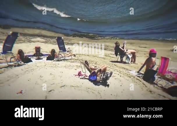 Women at beach in summer day crazy distorted seamless motion 2d ...