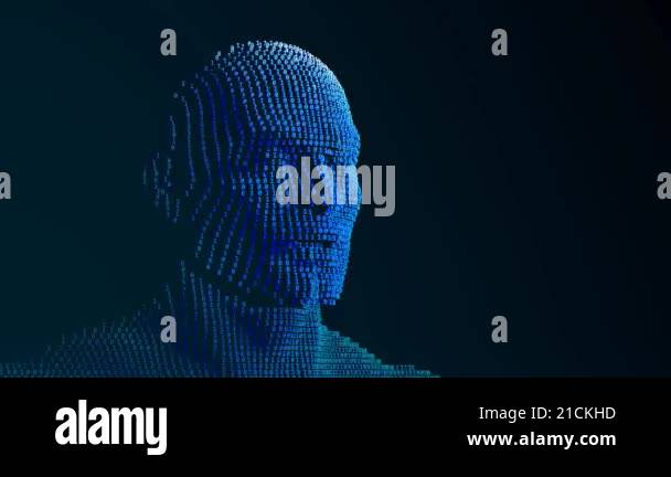 Looping Binary Code Animation Forming A Futuristic Human Silhouette