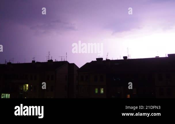 Multiple flashes of light and lightning. Lightning electrical spark ...