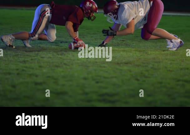 American Football Game Start Teams Ready: Close-up Portrait of Two ...