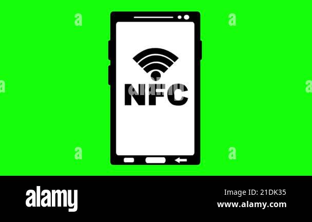 video animation black and white icon smartphone and nfc signal waving ...