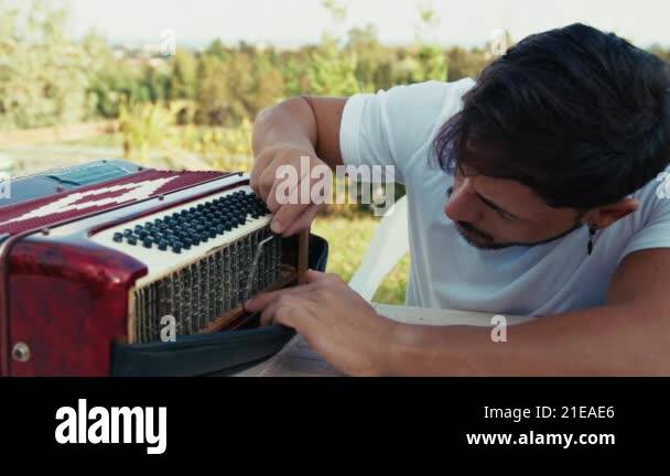 Man Playing Traditional Instrument In The Nature Stock Video Footage ...
