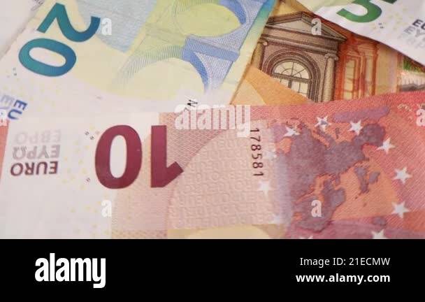 Euro money bills close up, rotation. EU money banknotes. Bank credit ...