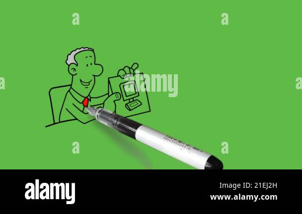 draw young gentleman sit on chair hold rectangle shape cardboard print ...