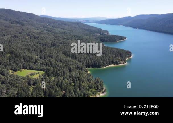 Aerial Summer view of Dospat Reservoir near town of Sarnitsa ...