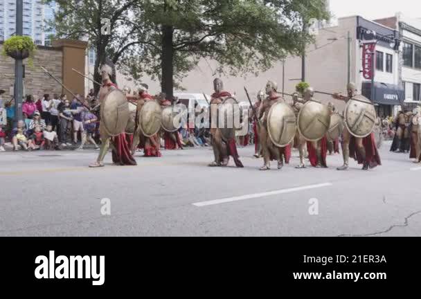 Atlanta, GA / USA September 2, 2023: Muscular men dressed as Spartan ...