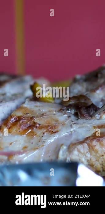 Grilled Beef with Fresh Vegetables on Wooden Platter, Served with a ...