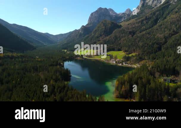 Hintersee bei Ramsau Luftaufnahme im Herbst in Deutschland, Bayern ...