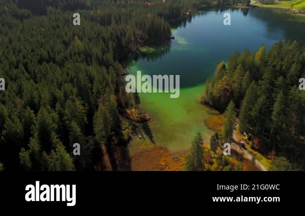 Hintersee bei Ramsau Luftaufnahme im Herbst in Deutschland, Bayern ...
