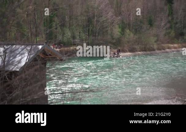 Lechfall waterfall, Lech river near Fussen, Ostallgaeu, Allgaeu, Swabia ...
