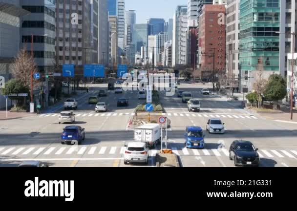 Febuary3,2024.Nagoya,Japan.aerial street landscape traffic view at ...