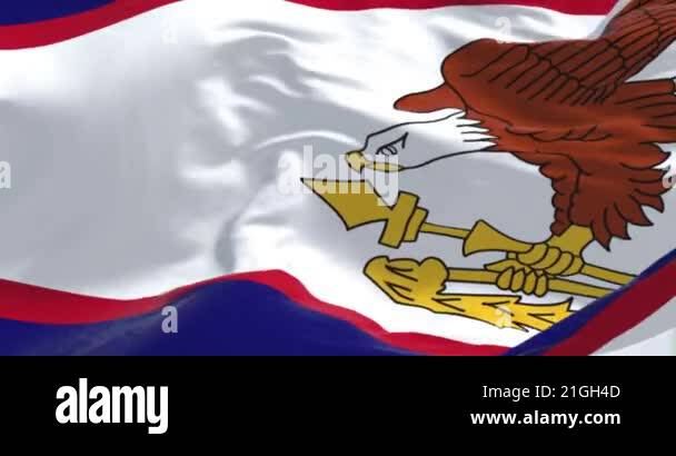 Close-up of the American Samoa flag waving in the wind. Unincorporated ...