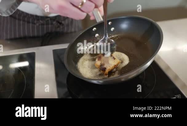 Chef Cook Prepares Delicious Fish Dish at Restaurant. Slow motion 60fps ...