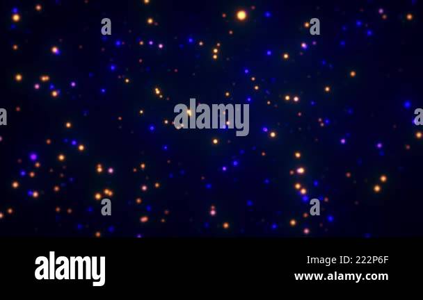 Blue background of bright yellow particles on dark blue background ...