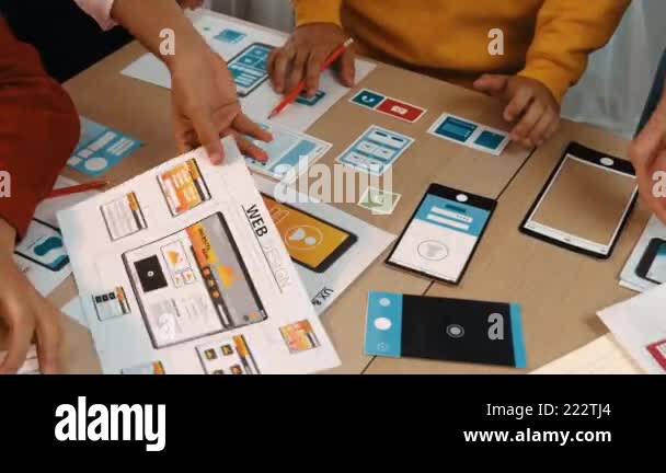 Panorama video of startup company employee planning on user interface ...