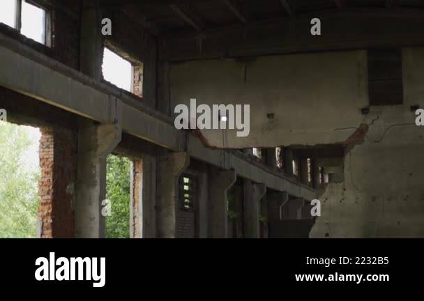 Abandoned Industrial Space with Weathered Walls and Crumbling ...