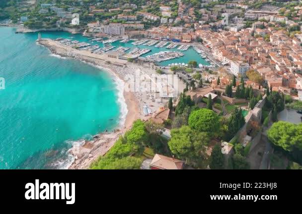 Aerial view of Cassis on the French Riviera, southern France. The scene ...