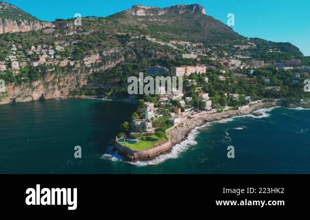 Aerial view of the French Riviera coastline between Nice and Monaco ...