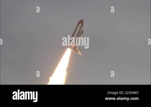 Space Shuttle Atlantis last flight showcasing powerful exhaust plumes ...