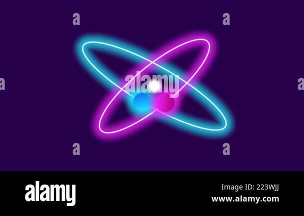 Animation of striking representation of atomic structure with vibrant ...
