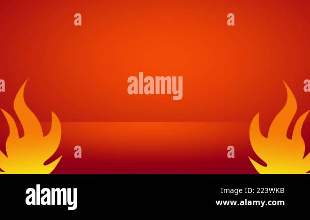 Animation of bold red background with stylized flames, creating a fiery ...