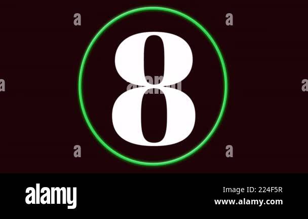 Countdown numbers animation inside green circle on dark background ...