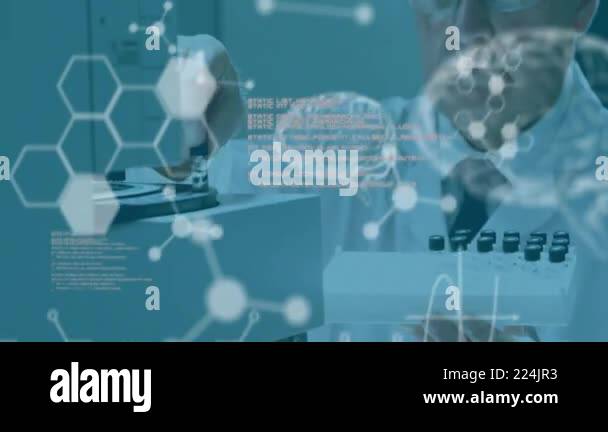 Animation of scientific data processing and human brains over caucasian ...