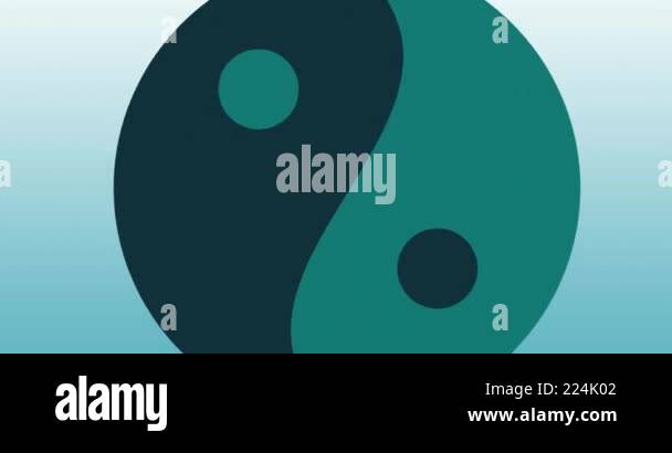 Animation of ying yang symbols spinning over green background. Ancient ...