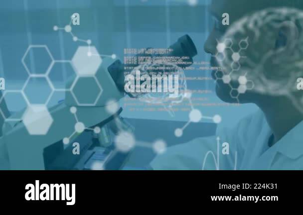 Animation of scientific data processing african american male scientist ...