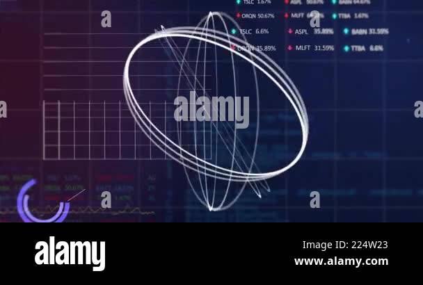Stock market data and graphs animation over financial charts and graphs ...