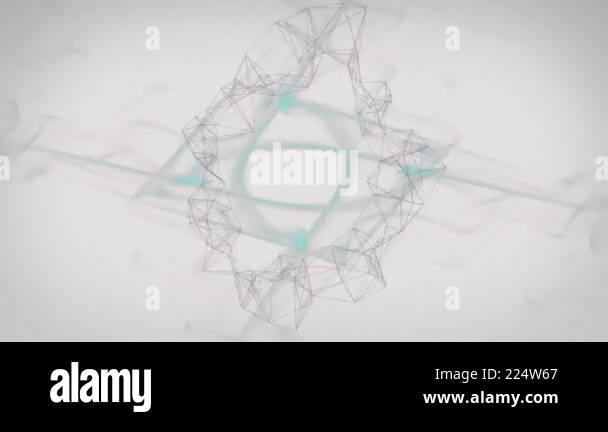 Animating geometric wireframe structure over abstract white background ... Animating geometric wireframe structure over abstract white background ...