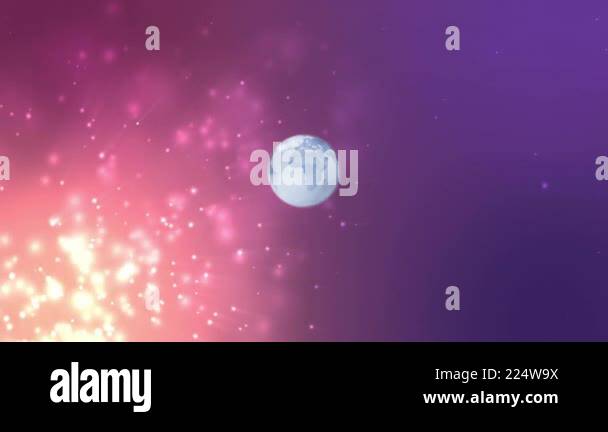 Globe spinning with sparkling lights animation over purple and pink ...