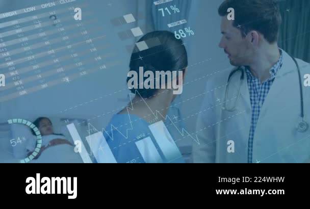 Animation of data processing and diagrams over diverse doctors with ...