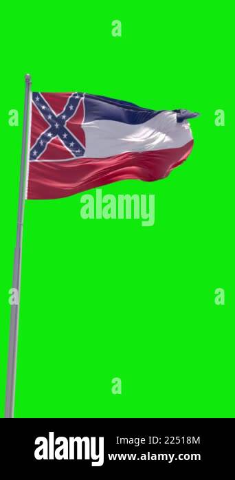 Mississippi Flag 19962020 USA on flagpole vertical Cinematic Realistic ...