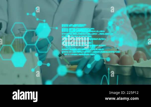 Animation of scientific data processing and human brains over male ...