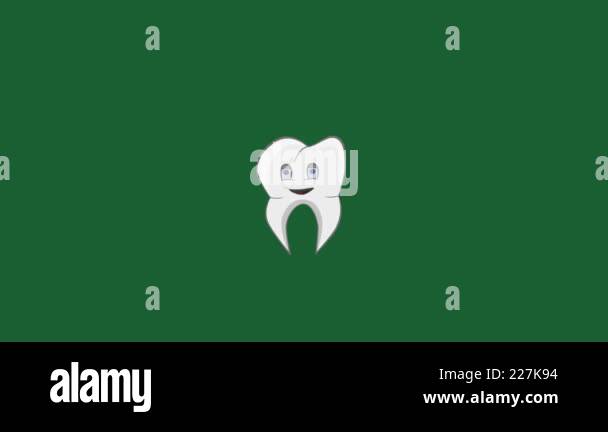 Vector animation of a healthy tooth on a green background. Looping ...