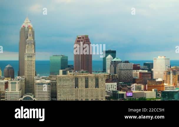 Cleveland Ohio urban architecture in city downtown. Panoramic view of ...