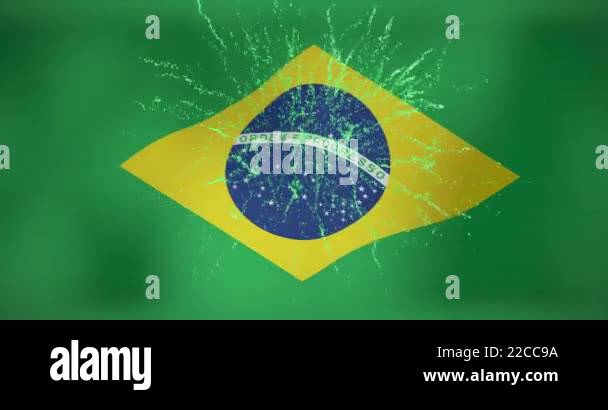 Animation of fireworks exploding over flag of brazil. Sports, winning ...