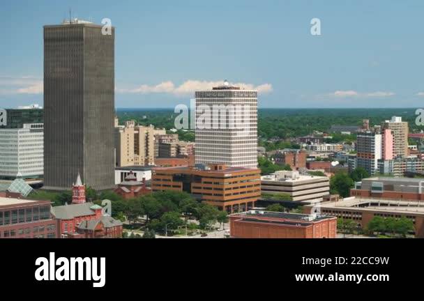 Rochester NY urban architecture in city downtown. Panoramic view of ...