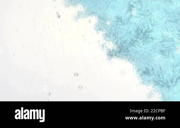 Animation of frost over water drops on white background. Science ...
